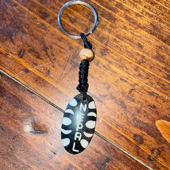 Other | New Nepal Himalaya Himalayan Asia Black White Wood Keychain ...